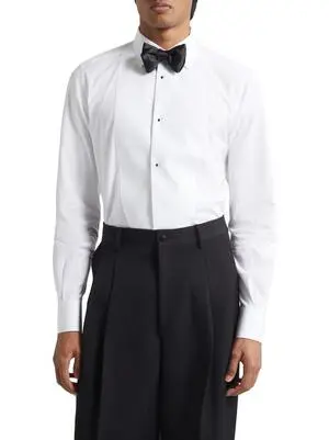 Dolce & Gabbana Gold Fit Cotton Poplin Tuxedo Shirt - Bianco Ottico
