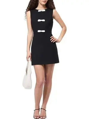 French Connection Azra Bow Front Mini Dress - Black Porcelain Cream