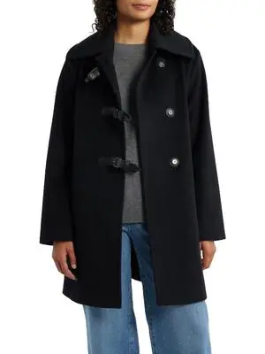 Bernardo Buckle-detailed Melton Wool-blend Coat - Black