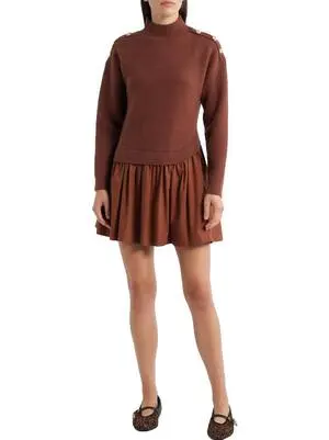 ZOE AND CLAIRE Mixed-media Sweater Dress - Brown