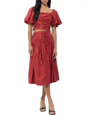 Adelyn Rae Selena Textured Taffeta Two-piece Dress - Dark Rust