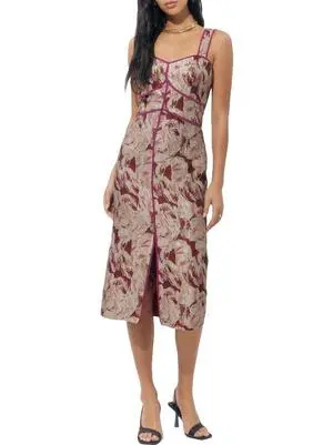 Adelyn Rae Jacquard Midi Dress - Burgundy/gold