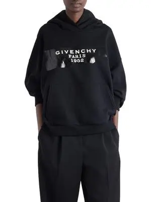 Givenchy Tape Logo Cotton Hoodie - Black