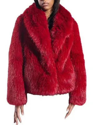 AZALEA WANG Simona Faux Fur Coat - Red