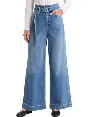 Rails Descanso Belted Wide-leg Jeans - Cadet Blue