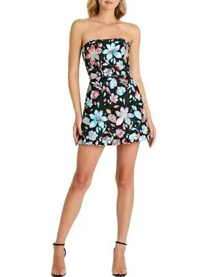 HELSI Linda Floral Sequin Mini Dress - Turquoise/black Floral