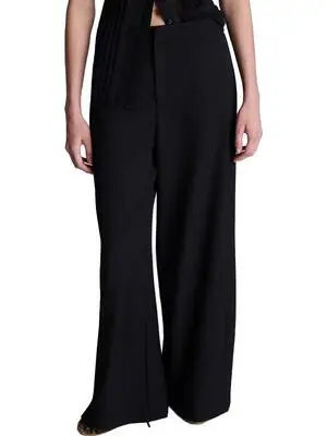 KENNETH COLE Wide-leg Pleated Trousers - Black