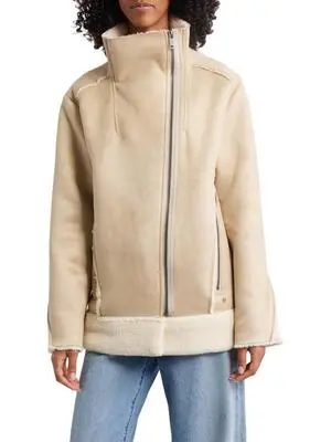 UGG Avelie Luxefluff Faux Shearling Jacket - Sand