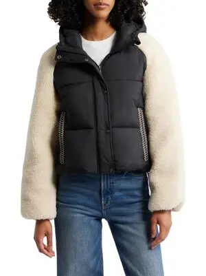 UGG Mixed-media Puffer Jacket - Black/cream