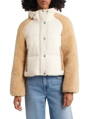 UGG Mixed-Media Puffer Jacket Cream/sand