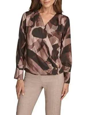 Donna Karan New York Floral Satin Surplice Top - Nolita Mul