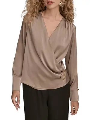 Donna Karan New York Hammered Satin Wrap Top - Nolita