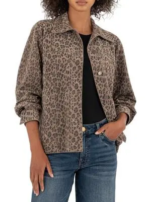 Kut From The Kloth Arya Leopard Print Shirt Jacket - Taupe