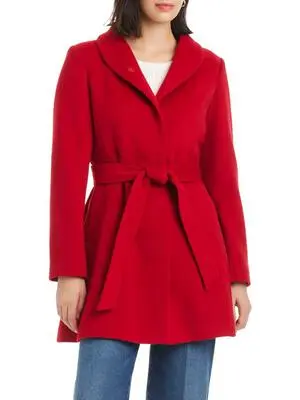 Kate Spade New York High Neck Belted Coat - Classic Red