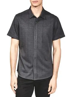 7 Diamonds Camino Short Sleeve Knit Button-up Shirt - Charcoal