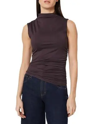 Habitual Ruched Sleeveless Top - Chocolate