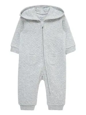 LITTLE ME Quilted Hooded Romper - Heather Gray