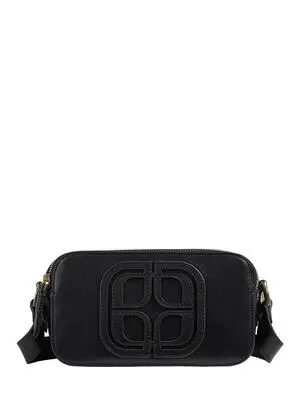LK BENNETT Perry Logo Leather Camera Bag Black