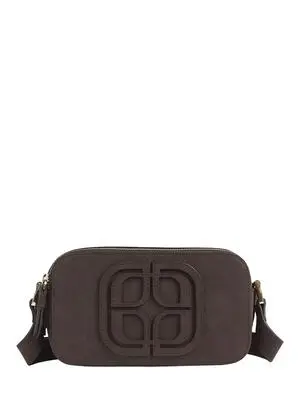 LK BENNETT Perry Logo Leather Camera Bag Chocolate