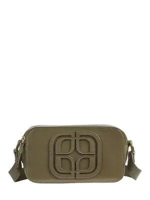 LK BENNETT Perry Logo Leather Camera Bag Olive