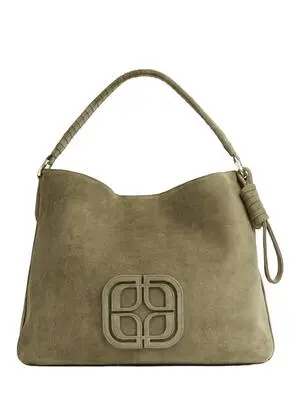 LK BENNETT Lou Lou Wrap Handle Leather Shoulder Bag - Olive