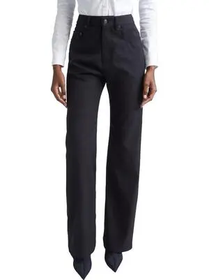 Balenciaga Straight Fit Stretch Wool Twill Tailored Trousers - 1000 Black