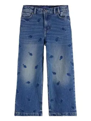 Scotch & Soda Embroidered Wide Leg Denim Jeans - Best Of Blue