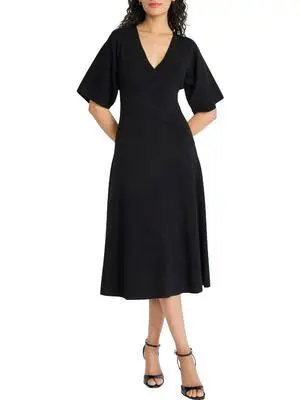 Maggy London Dolman Sleeve A-line Midi Dress - Black