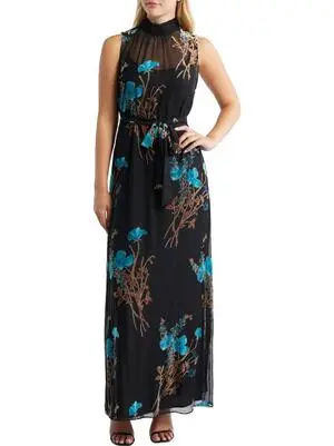 Julia Jordan Floral Burnout Organza Cocktail Dress - Black Multi