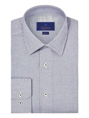 David Donahue Slim Fit Micro Check Stretch Cotton Twill Dress Shirt - Navy/white