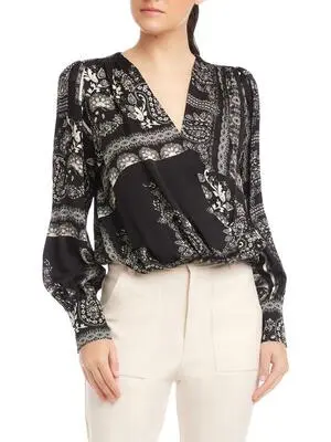 Fifteen Twenty Ines Paisley Drape Front Top - Print