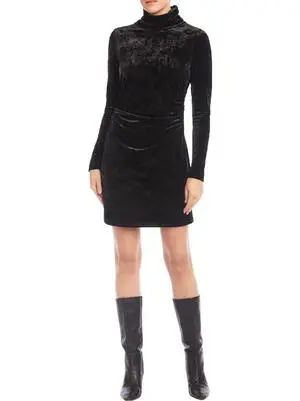 Fifteen Twenty Side Shirred Velvet Mini Dress - Black