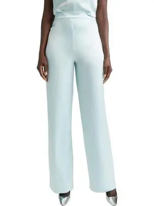 St. John Kate Liquid Satin Pants - Aqua