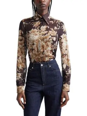 Dolce & Gabbana Rose Print Silk Chiffon Shirt - Hm4ox Rose Cretonne F.moro