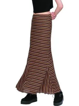 Anna Sui Venetian Stripe Trumpet Skirt - Caramel Multi