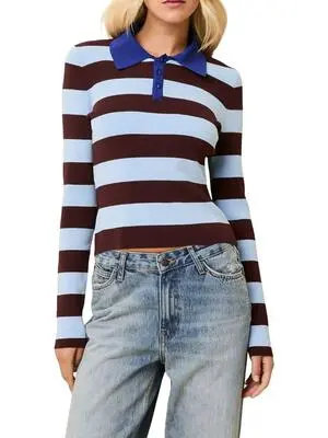 Solid & Striped Debra Rugby Stripe Top Twilight /raisin Brown