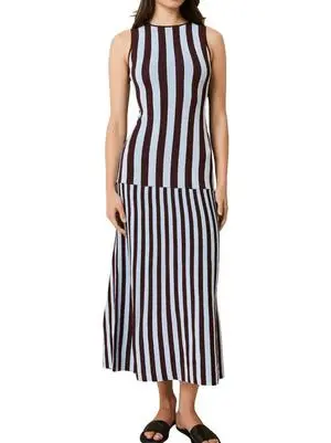 Solid & Striped The Lucerne Mixed Stripe Knit Dress - Twilight/raisin Brown