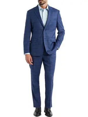 DANIEL HECHTER Blue Plaid Wool Blend Suit