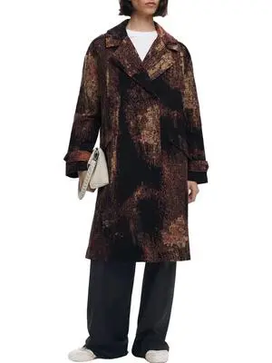 Desigual Marble Print Overcoat - Brown