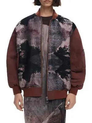 Desigual Onion Quilted Puffer Bomber Jacket - Dark Brown