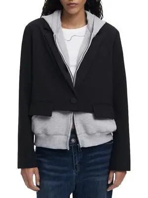 Desigual Layered Hooded Blazer - Black