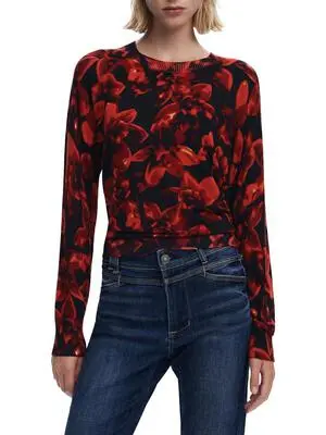 Desigual Floral Crewneck Pullover - Black