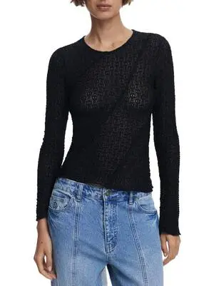 Desigual Stretch Lace Long Sleeve T-shirt - Black