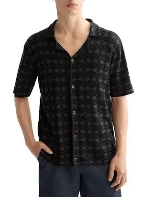 Scotch & Soda Argyle Knit Camp Shirt - Mini Diamond