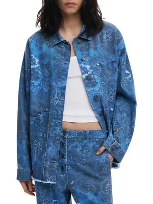 DESIGUAL Floral Print Denim Jacket