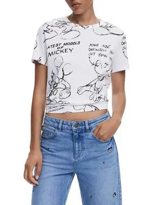 Desigual Mickey Mouse Graphic T-shirt - White