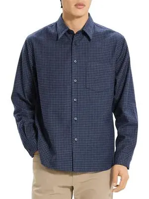 Theory Weekend Woods Check Cotton Button-up Shirt - Baltic Multi - Zci