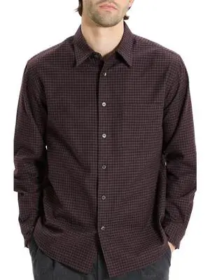Theory Weekend Woods Check Cotton Button-up Shirt - Deep Eggplant Multi - 2i4