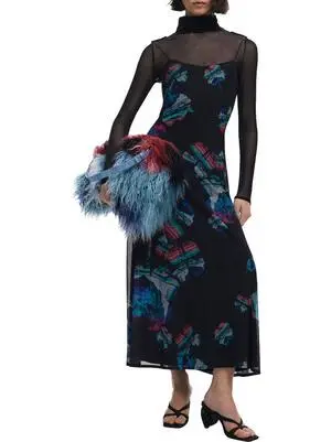 Desigual Floral Print Long Sleeve Dress - Black