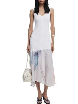 Desigual Sleeveless Handkerchief Hem Dress - White